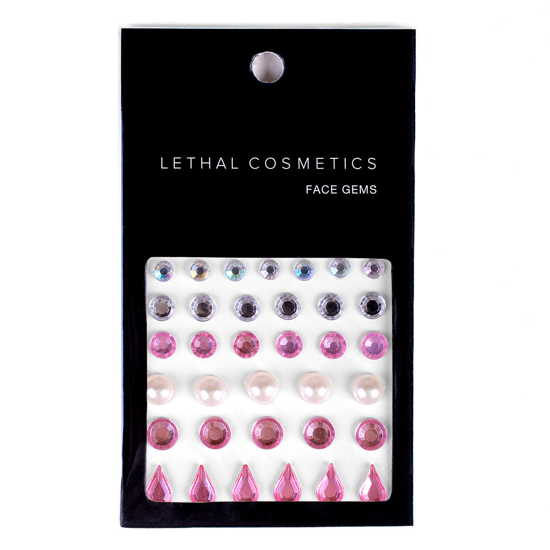 Tear Drops Face Gems - 35 adet, gümüş, pembe yapay elmas, inci ve damla ...